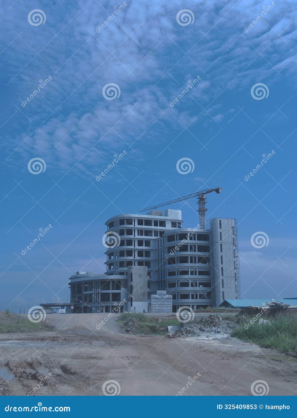 Building on Construction with Beautiful Sky and Cold Stock Image ...