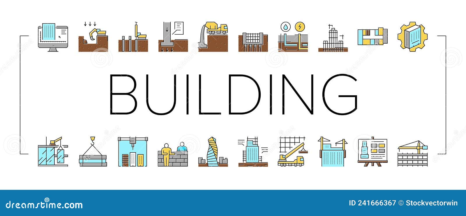 Building Construction Collection Icons Set Vector . Stock Vector ...