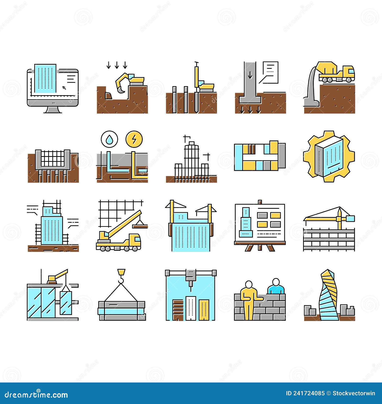 Building Construction Collection Icons Set Vector . Stock Vector ...
