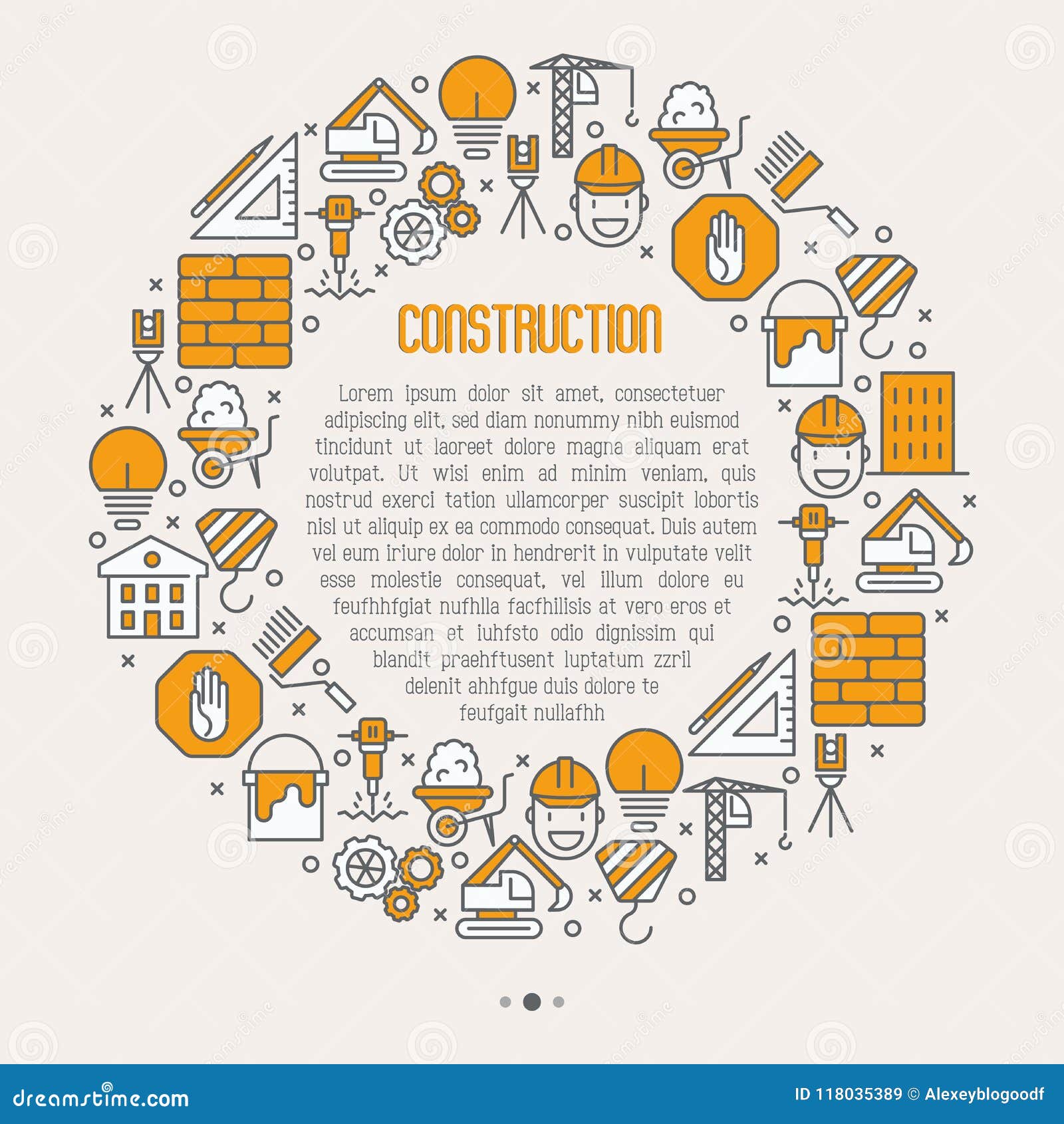 Building Construction Concept in Circle Stock Vector - Illustration of ...