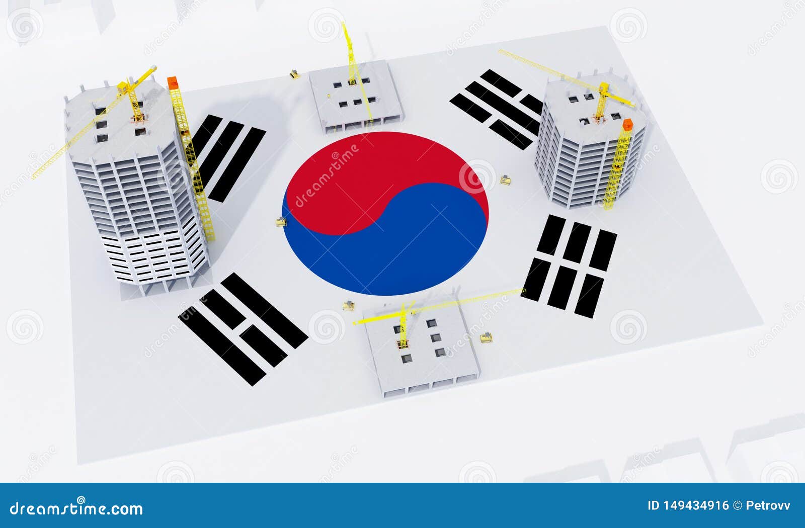 Building Construction Concept in South Korea Stock Illustration ...