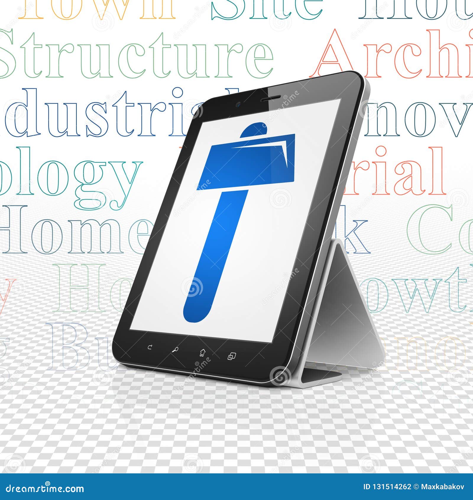 Building Construction Concept: Tablet Computer with Hammer on Display ...