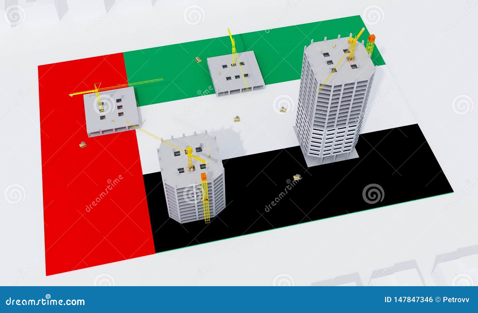 Building Construction Concept in Uae Stock Illustration - Illustration ...