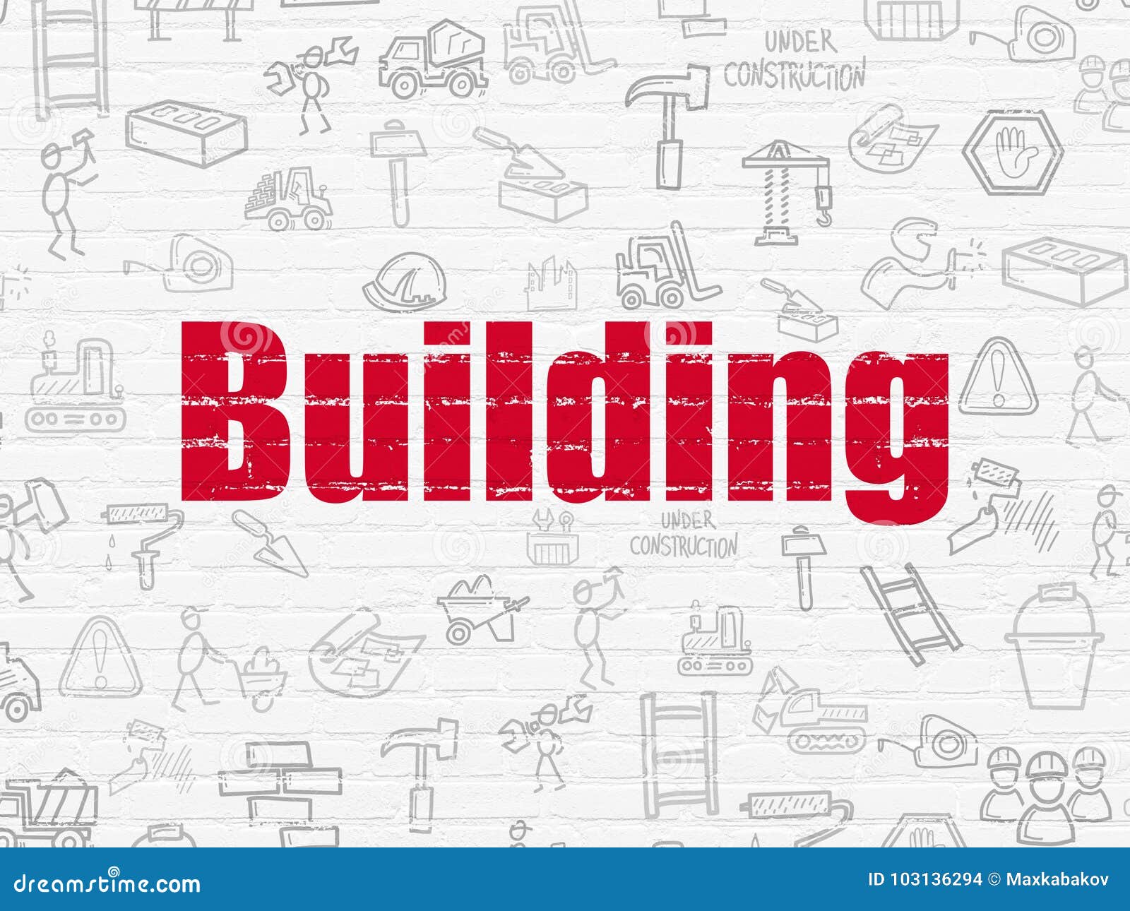 Building Construction Concept: Building on Wall Background Stock ...