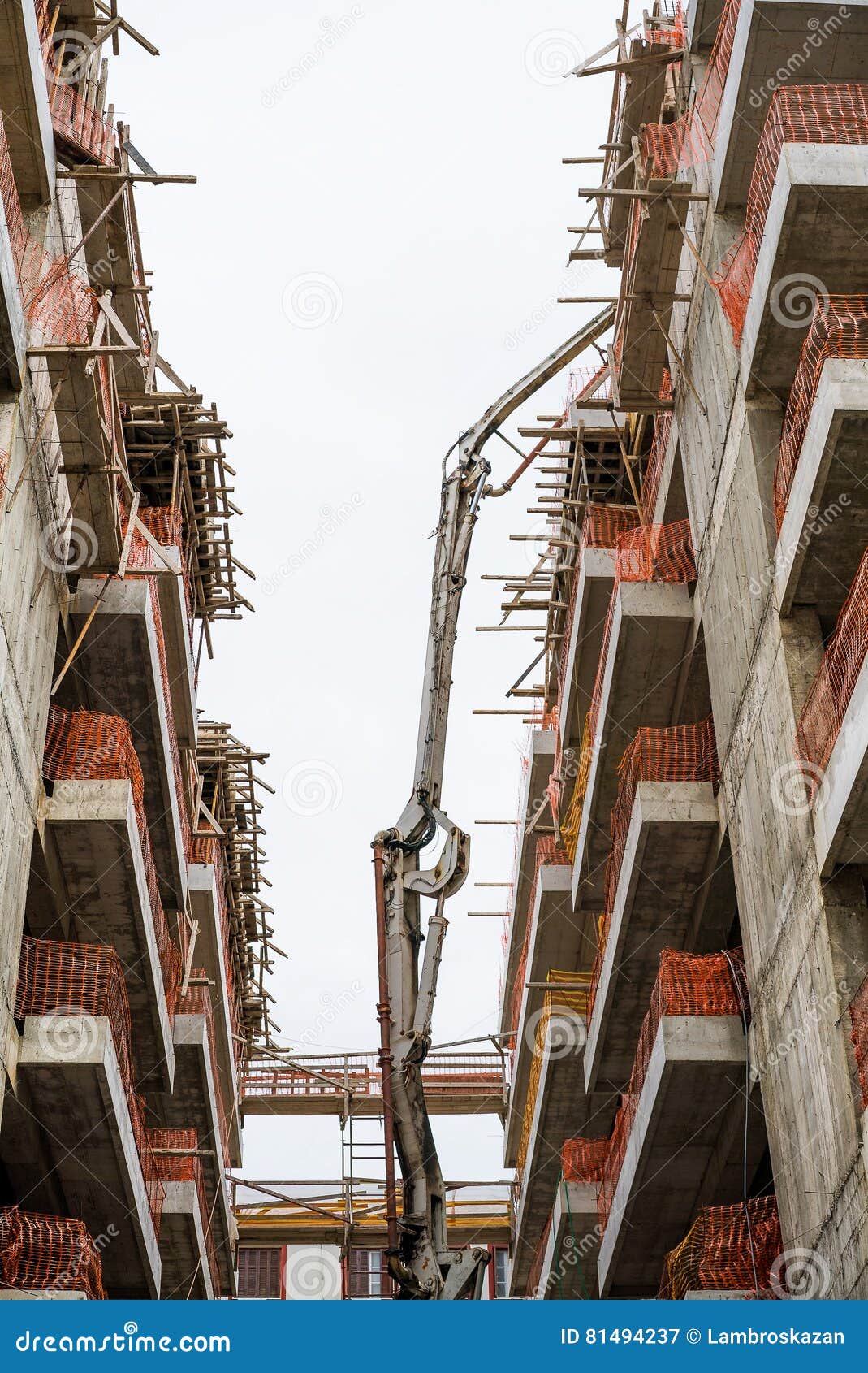 Building Construction, Concrete Pouring Stock Image - Image of cement ...