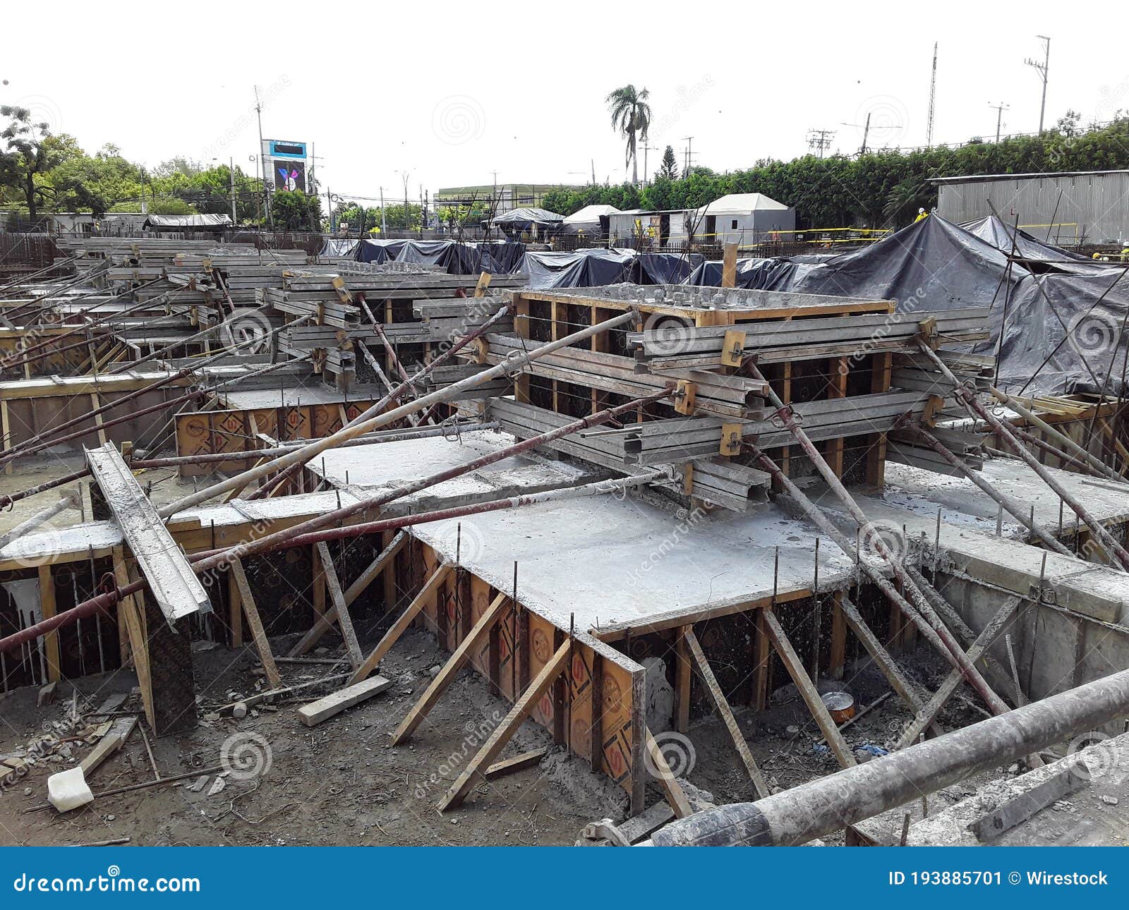 Building Construction in a Cramped Area Stock Image - Image of concrete ...