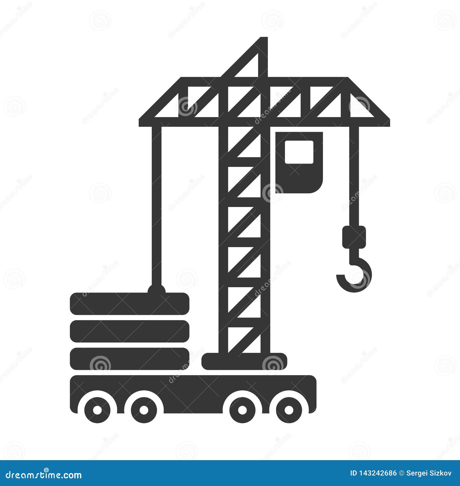 Building Construction Crane Icon on White Background. Vector Stock ...
