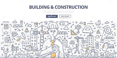 Building & Construction Doodle Concept Stock Vector - Illustration of ...