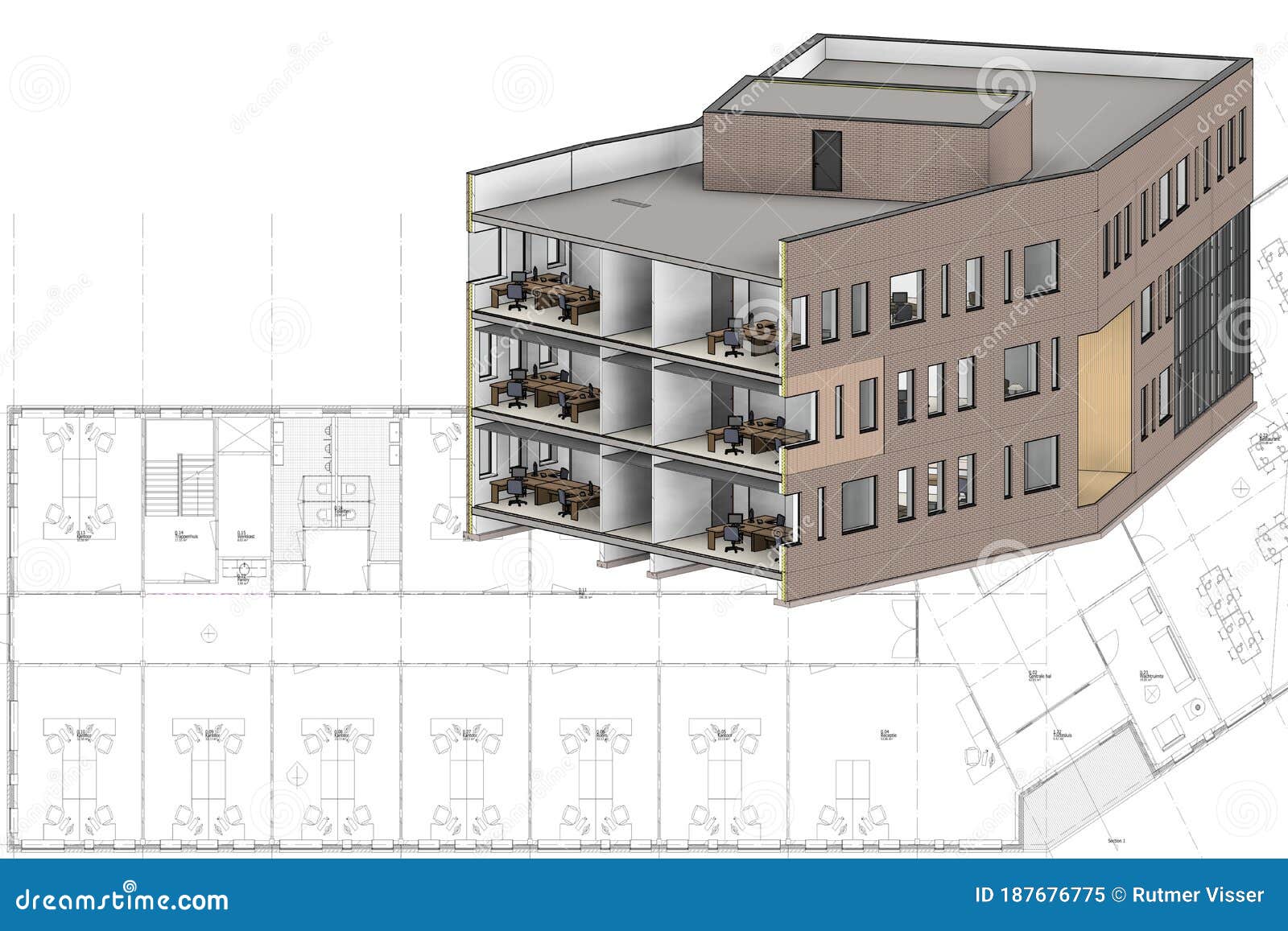 Building on a Construction Drawing Stock Image - Image of constructor ...