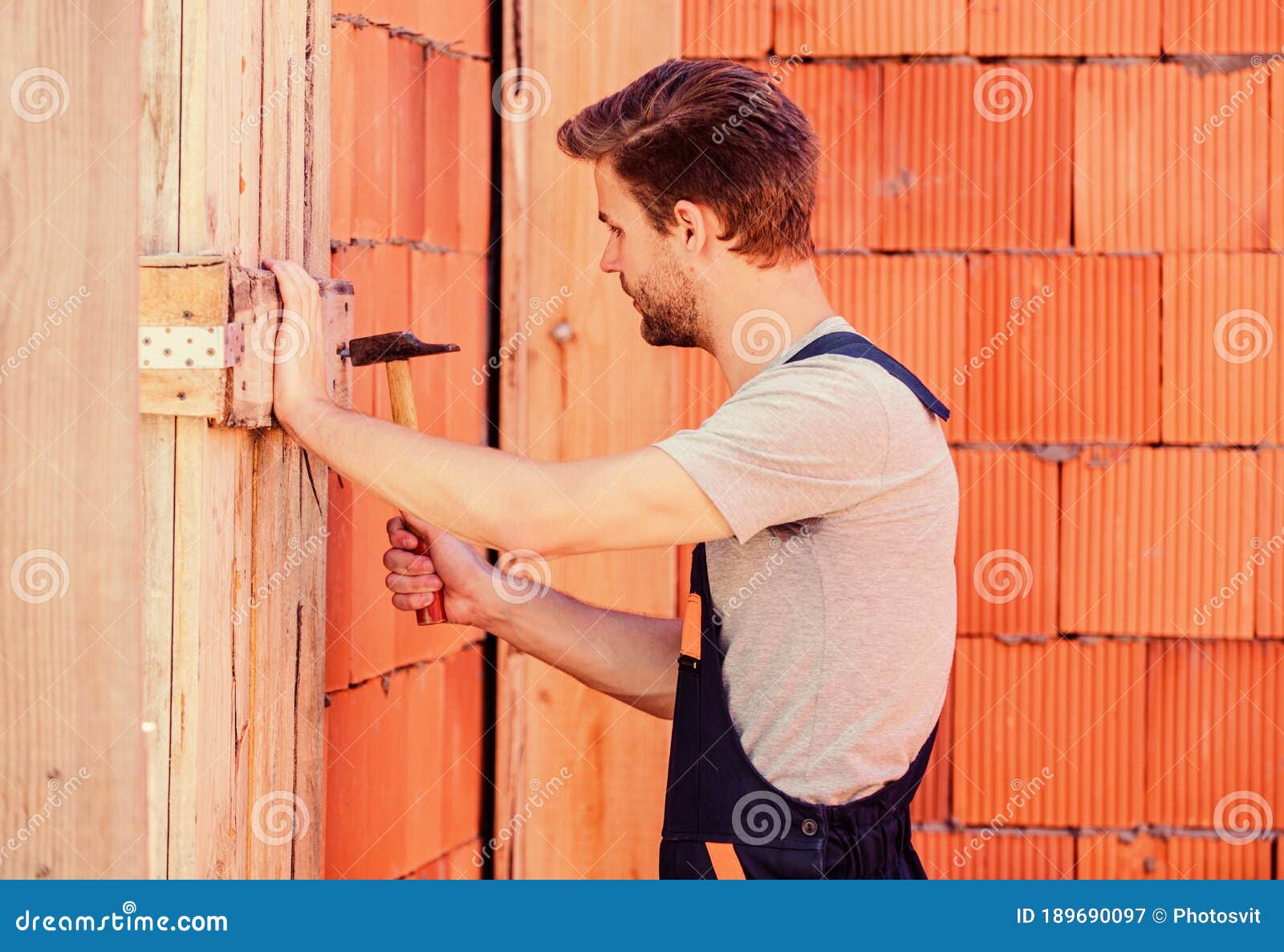 Building and Construction. Engineer with Hammer Tool Stock Image ...