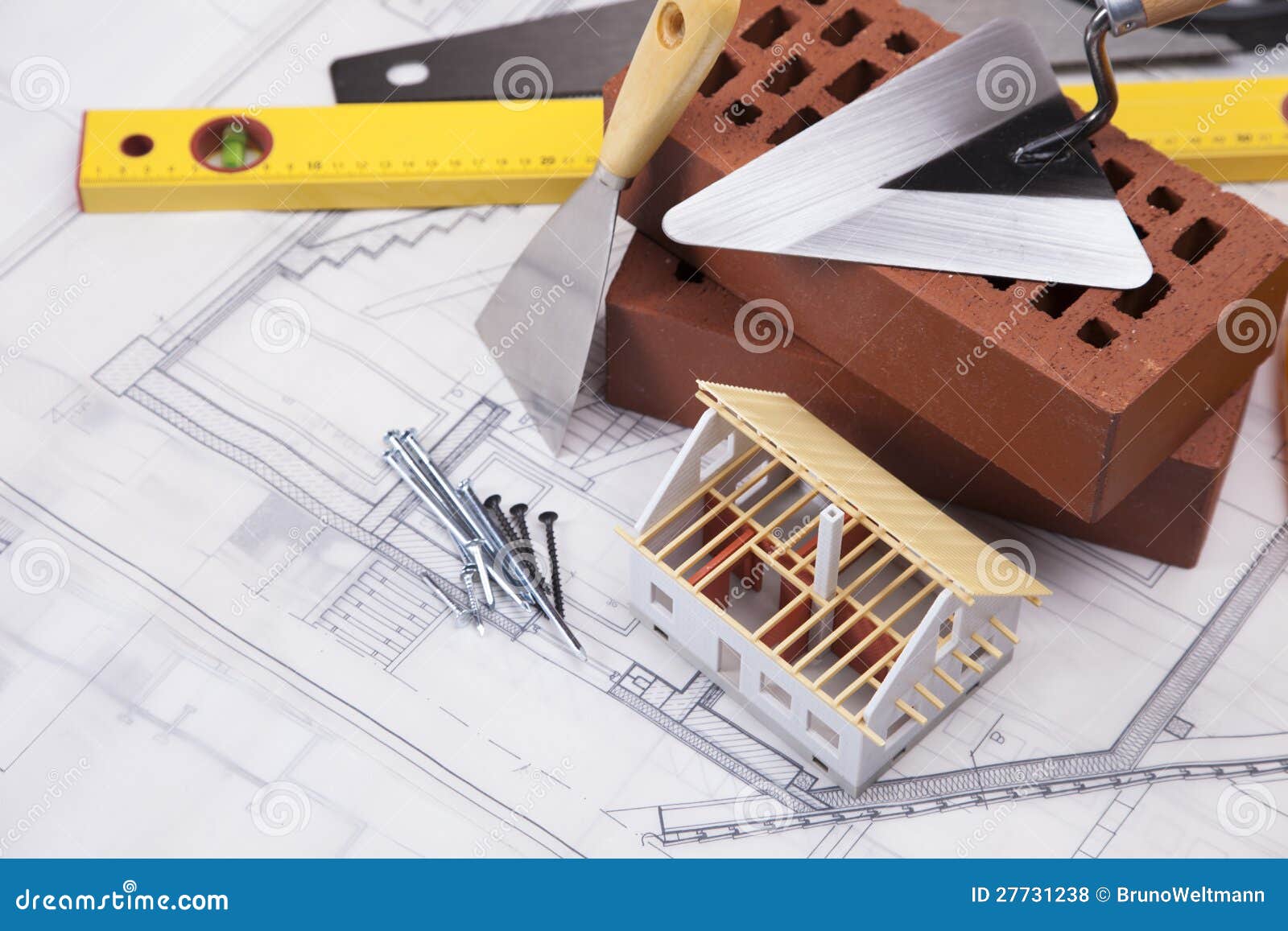 Building and Construction Equipment with Home Mode Stock Photo - Image ...