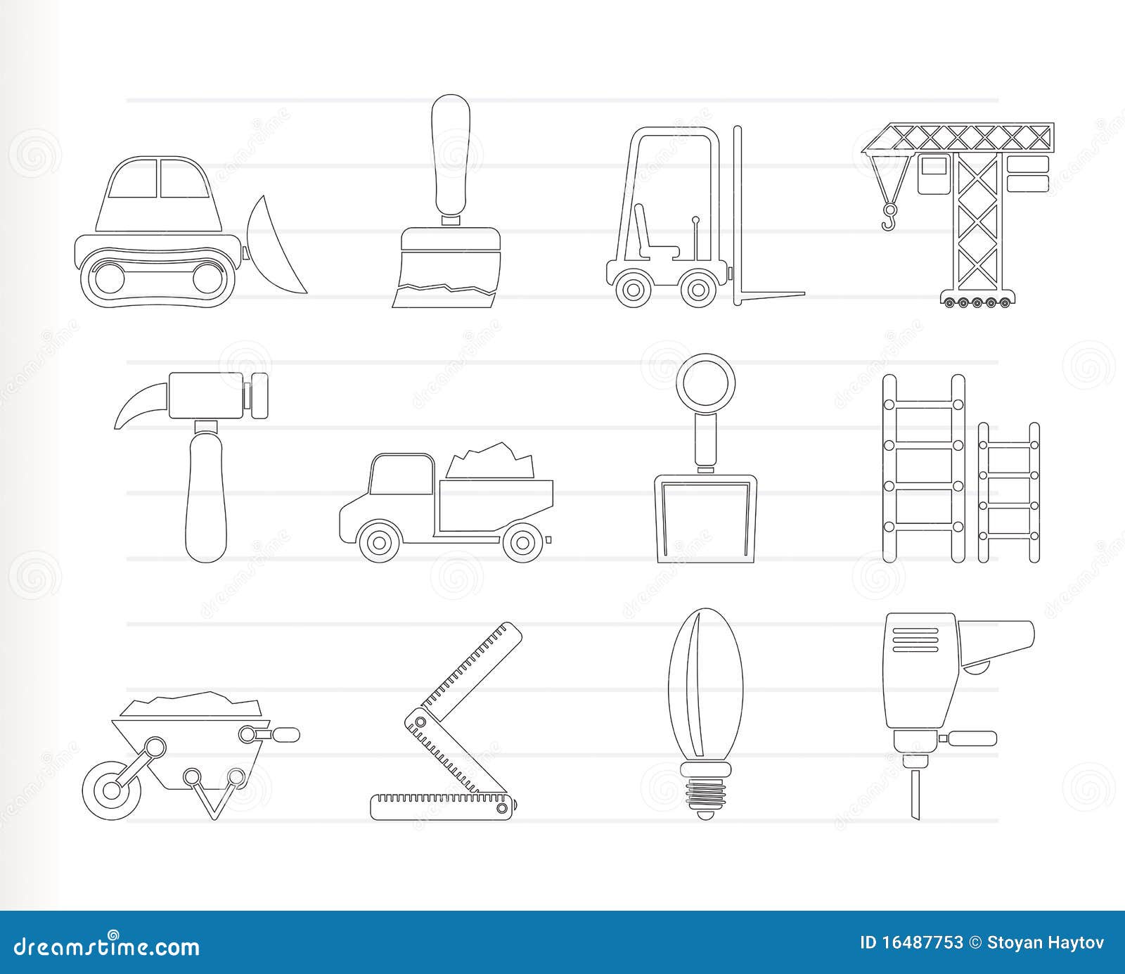 Building and Construction Equipment Icons Stock Vector - Illustration ...