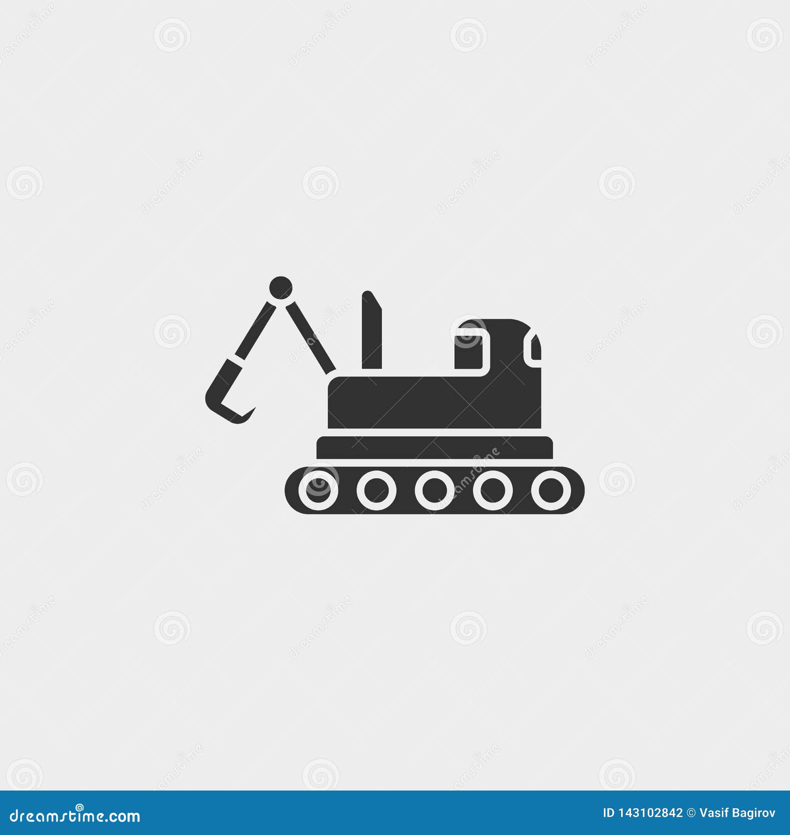 Building, Construction, Excavator, Icon, Flat Illustration Isolated ...