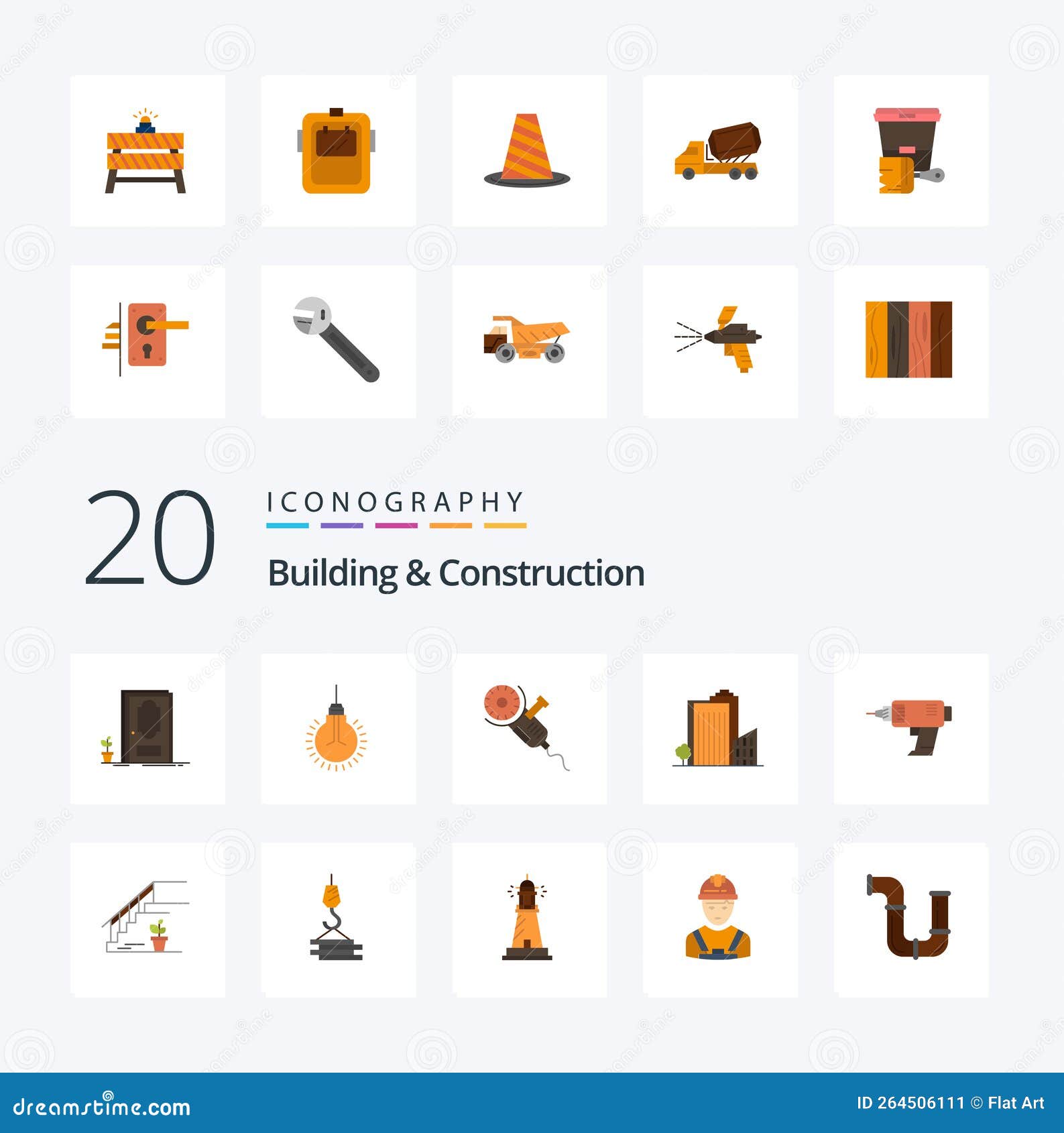 20 Building and Construction Flat Color Icon Pack Like Tower Build ...