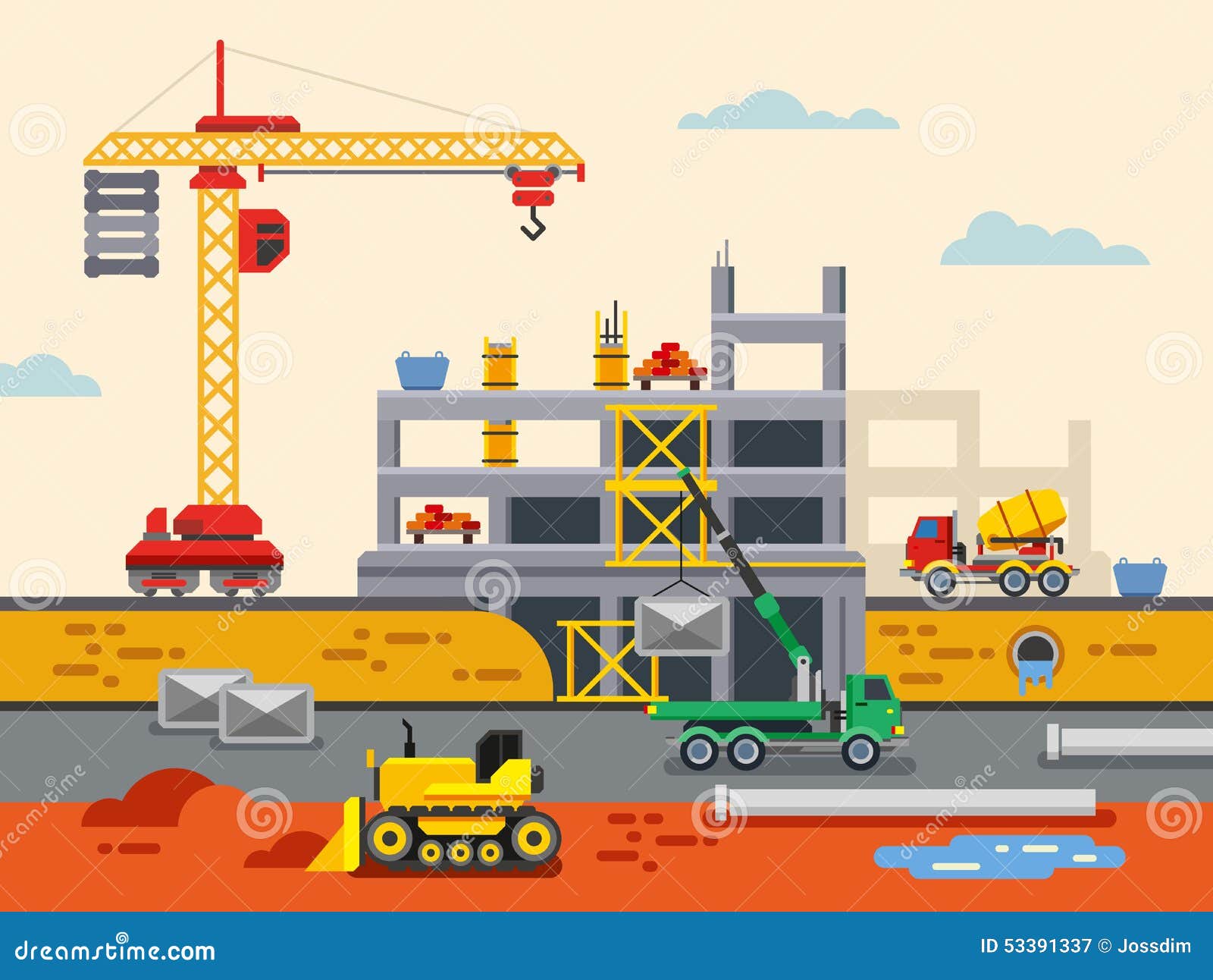 Building Construction Flat Design Vector Concept Stock Vector ...