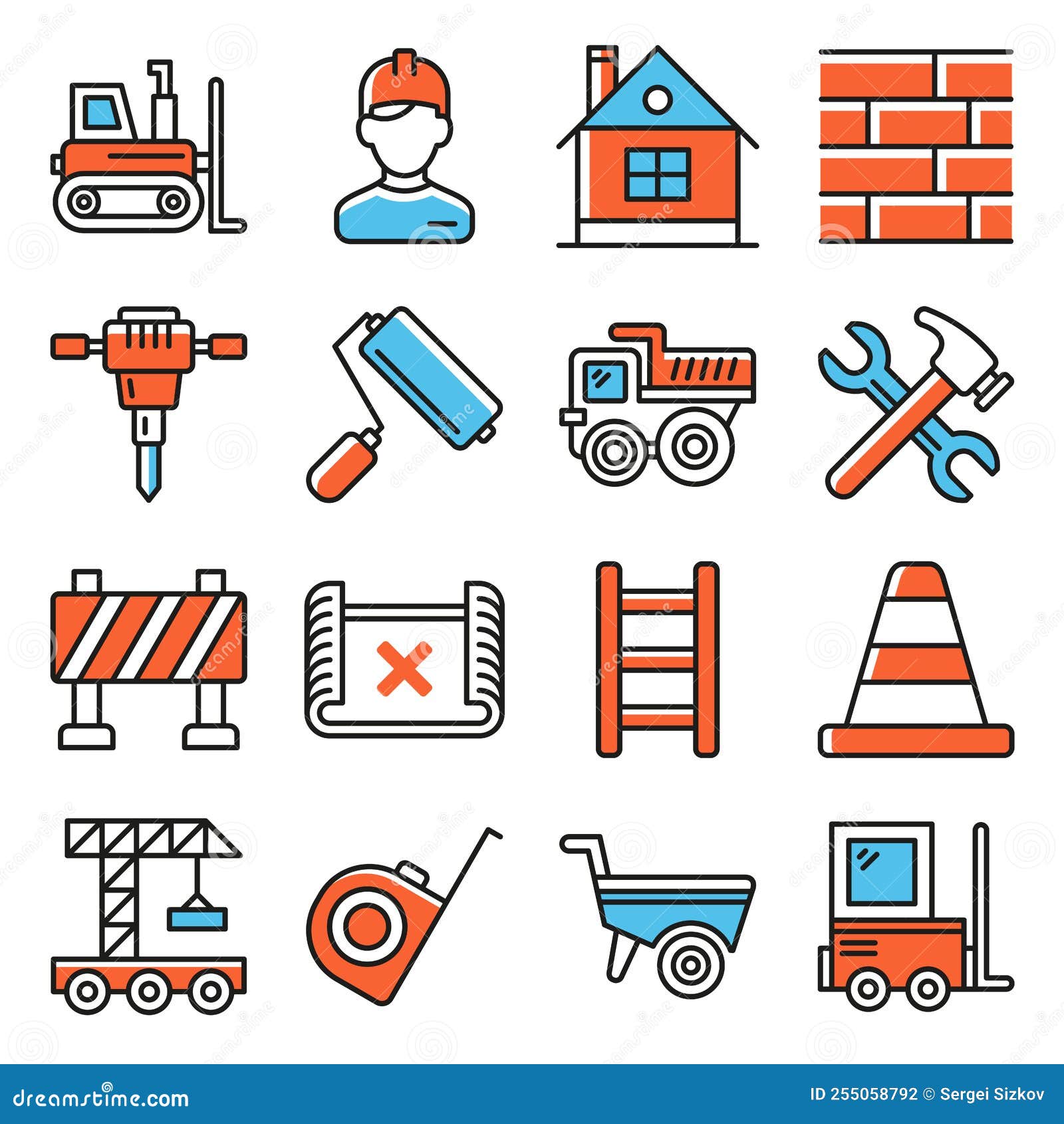 Building and Construction Icons Set on White Background. Vector Stock ... Building and Construction Icons Set on White Background. Vector Stock ...