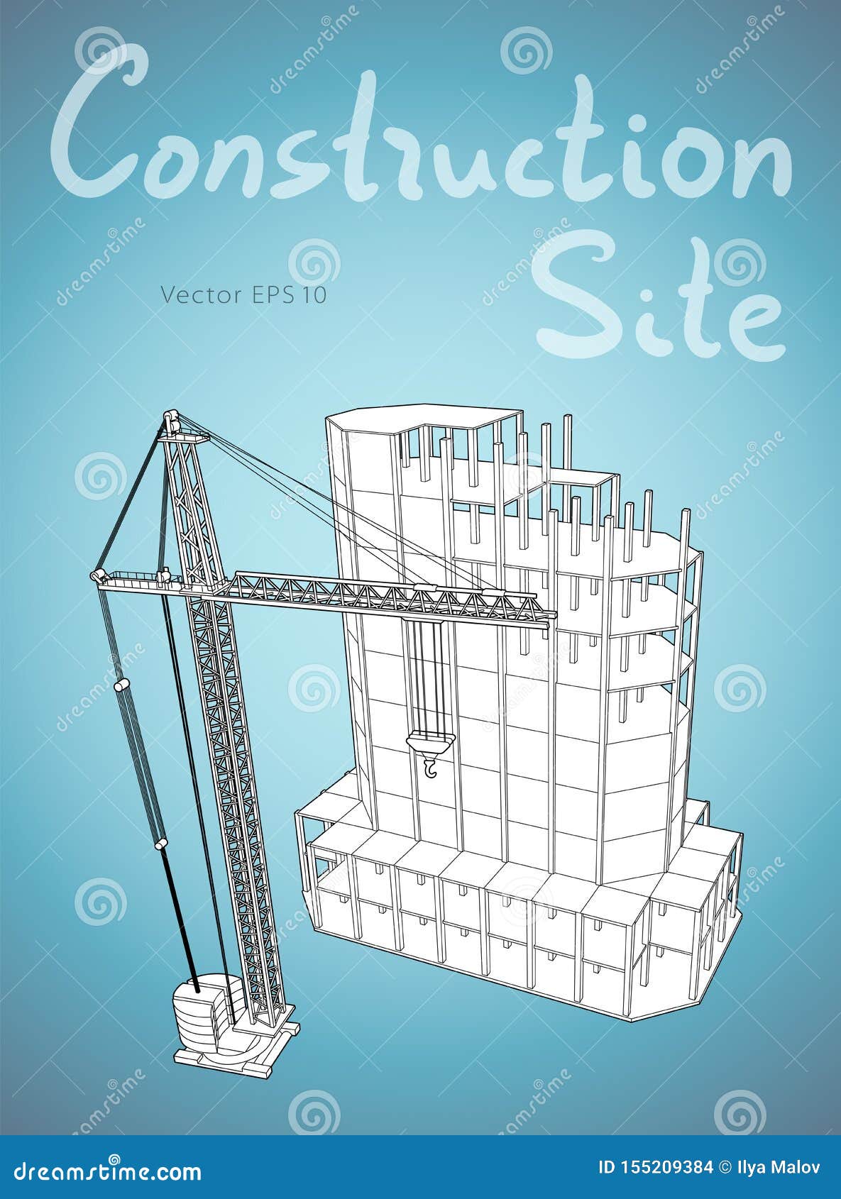 Construction Site and Tower Crane. City. Vector Draw Stock Vector ...
