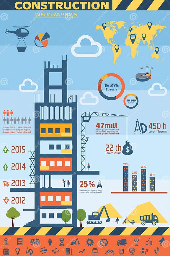 Building and Construction Infographics Stock Vector - Illustration of ...