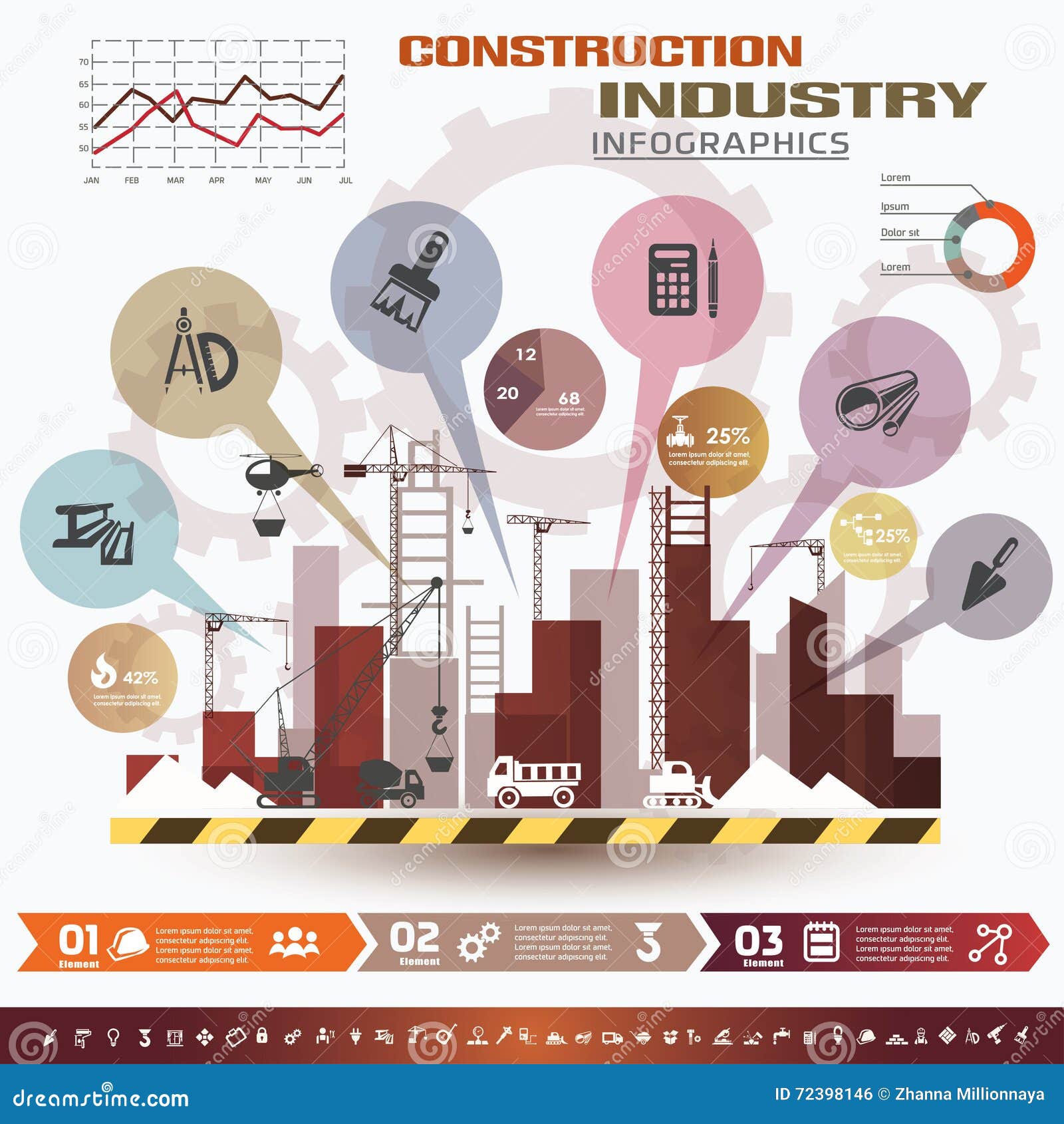 Building and Construction Infographics Stock Vector - Illustration of ...