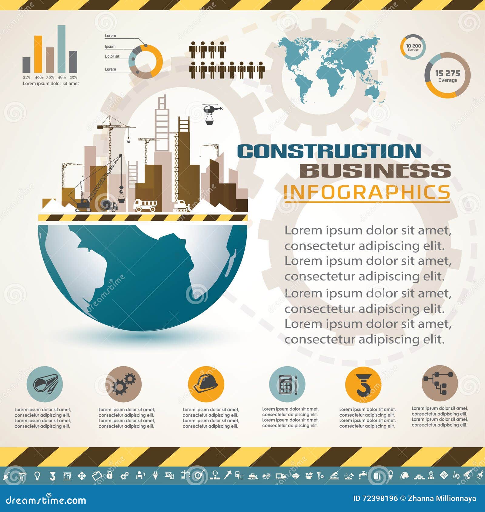 Building and Construction Infographics Stock Vector - Illustration of ...