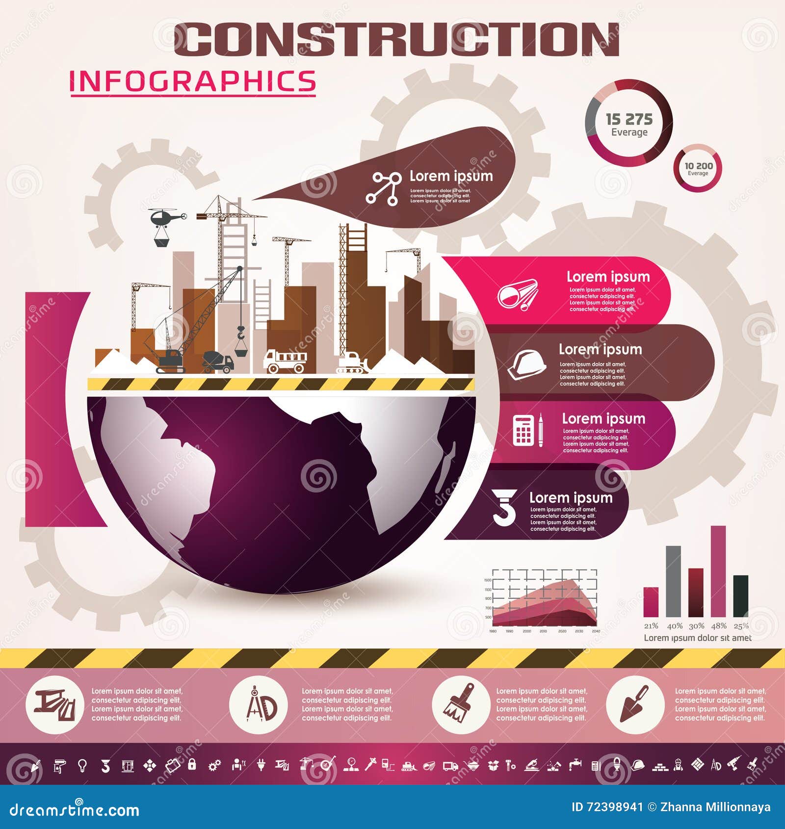 Building and Construction Infographics Stock Vector - Illustration of ...