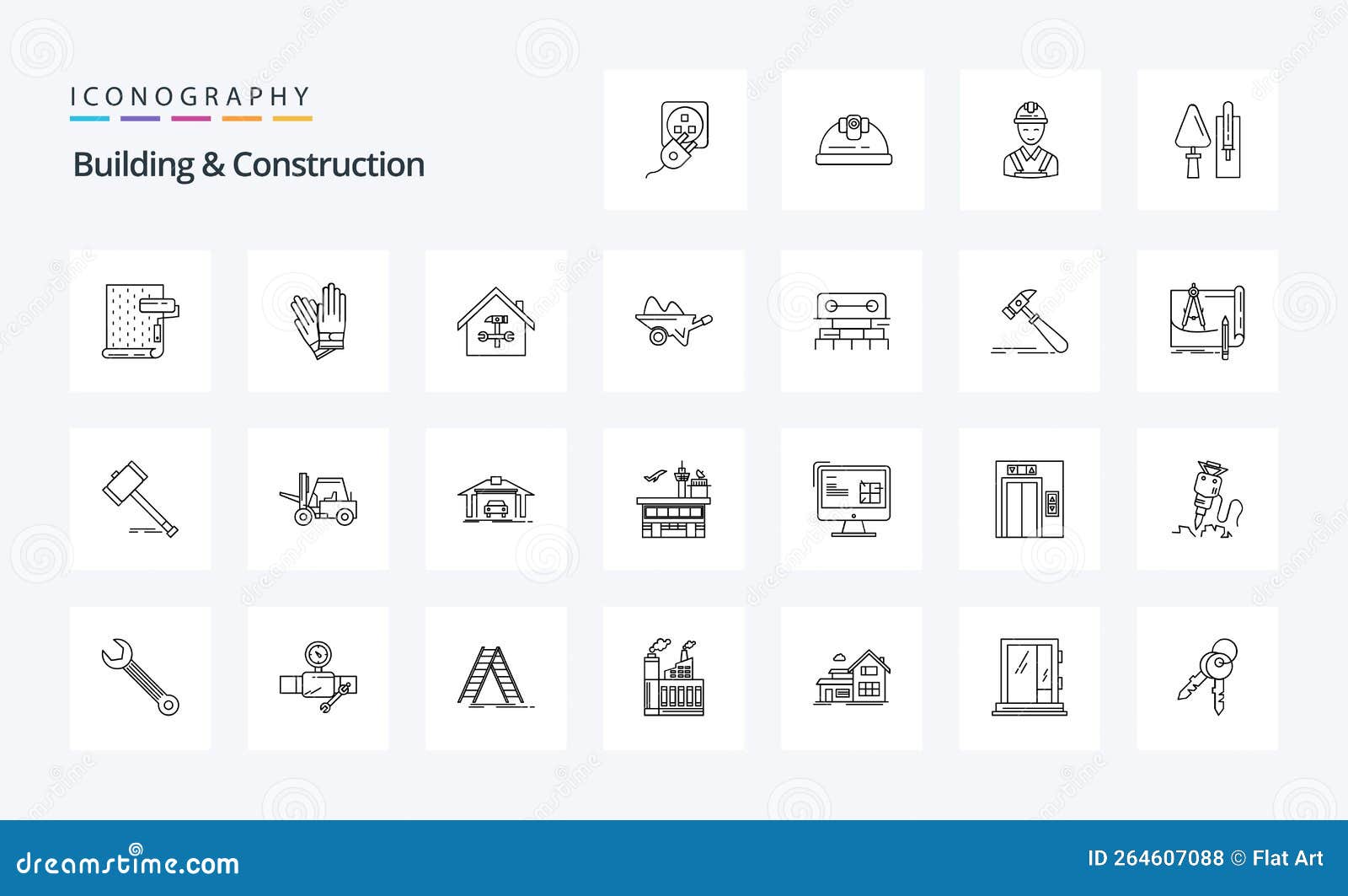 25 Building and Construction Line Icon Pack Stock Vector - Illustration ...