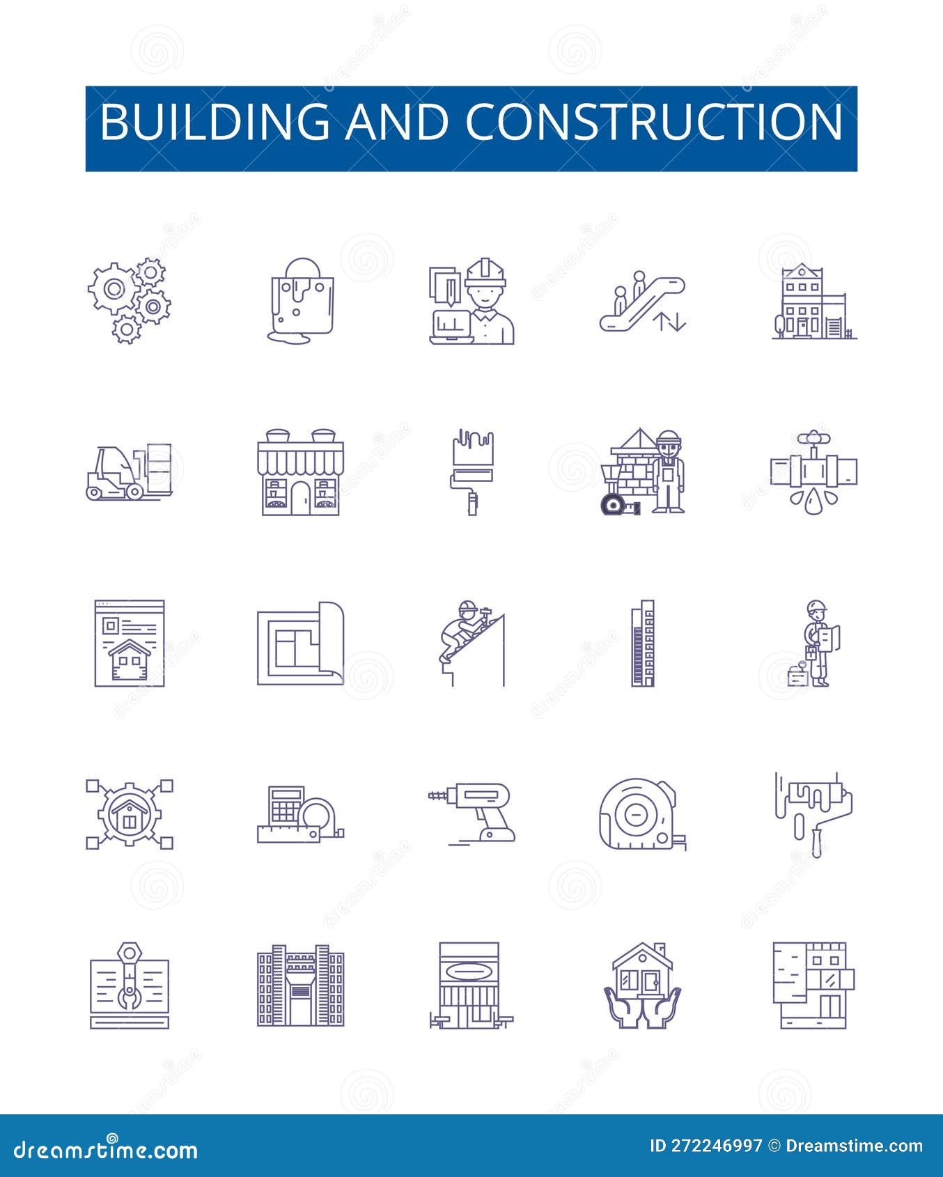 Building and Construction Line Icons Signs Set. Design Collection of ...