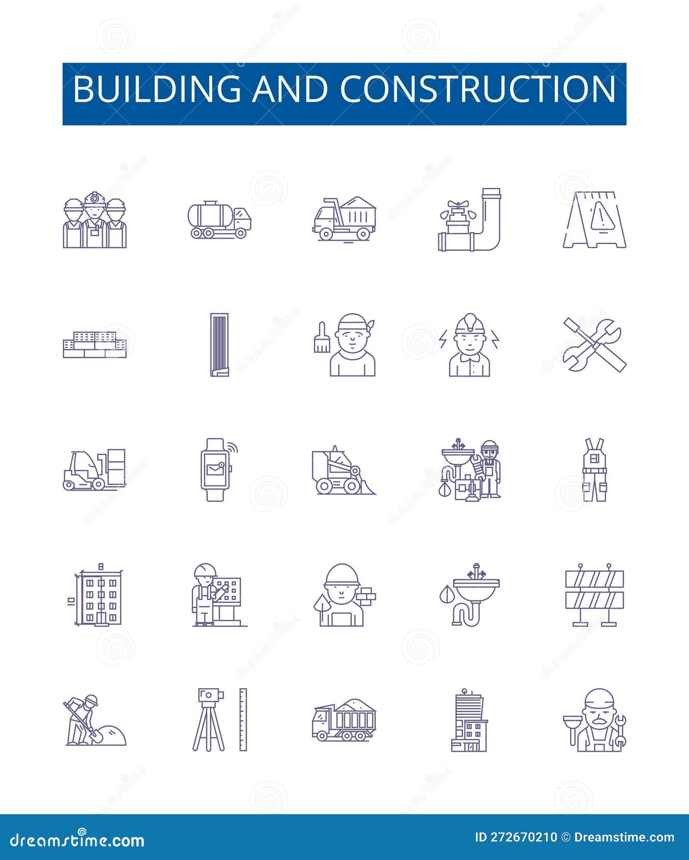 Building and Construction Line Icons Signs Set. Design Collection of ...
