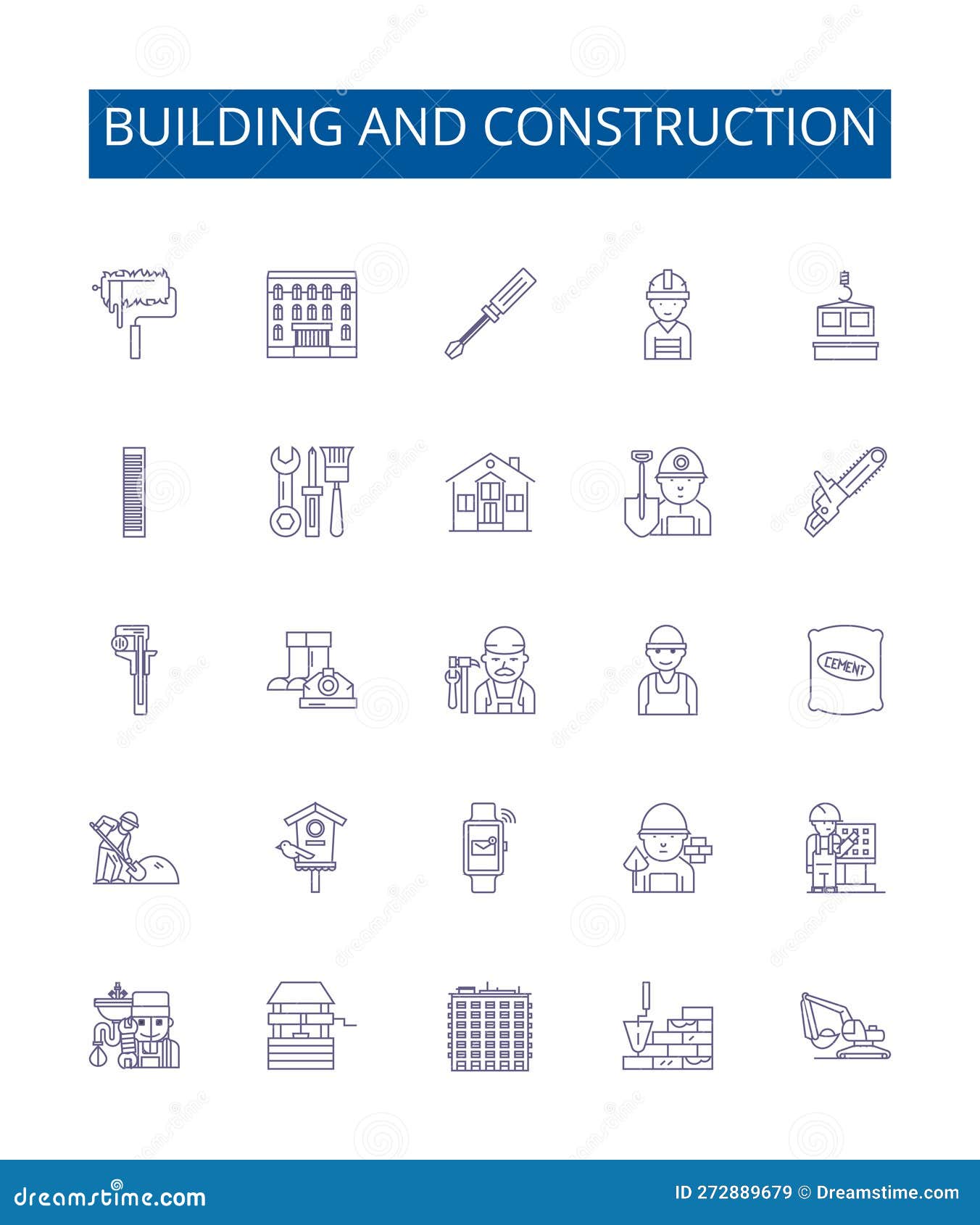 Building and Construction Line Icons Signs Set. Design Collection of ...