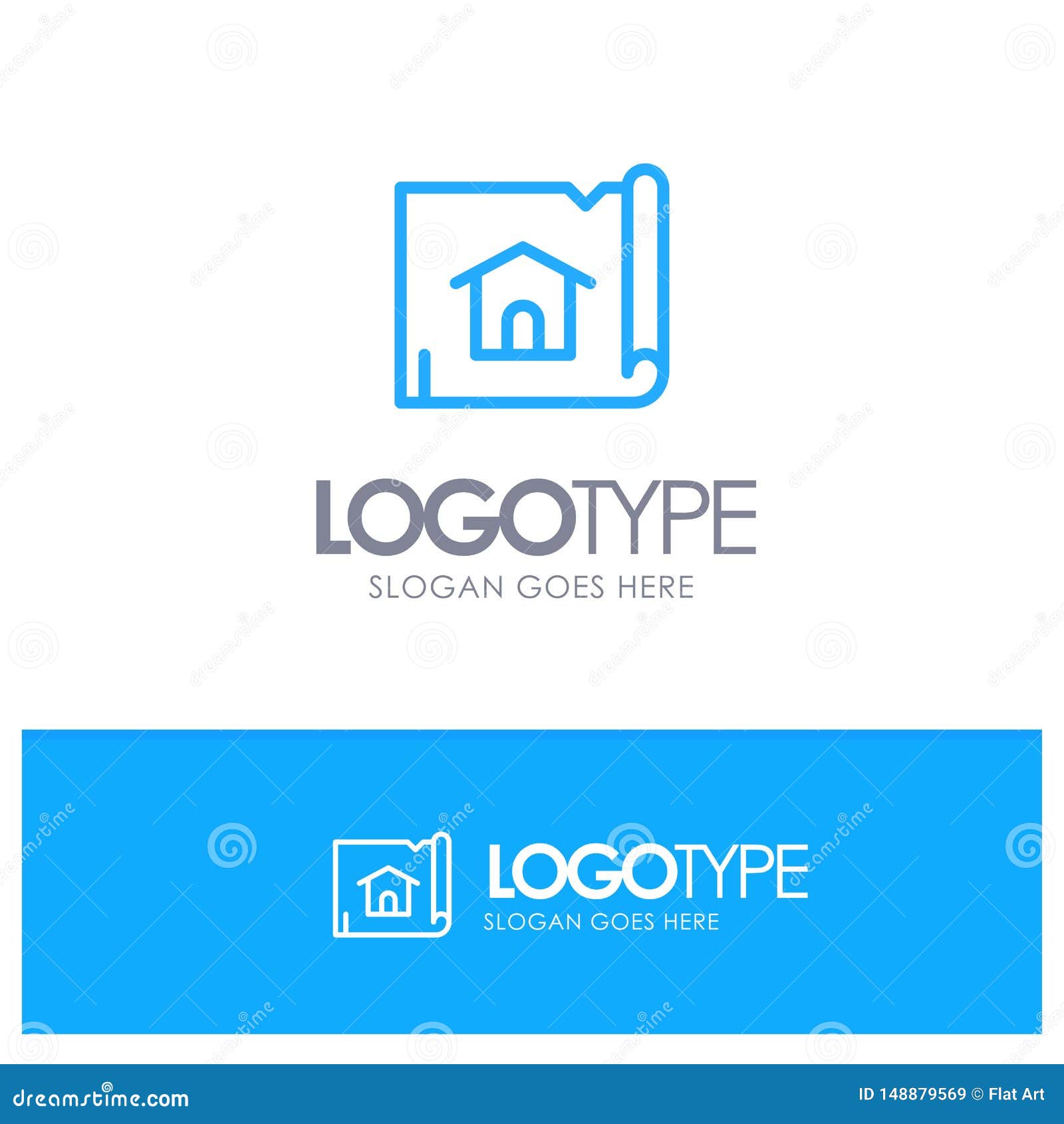 Building, Construction, Map, House Blue OutLine Logo with Place for ...