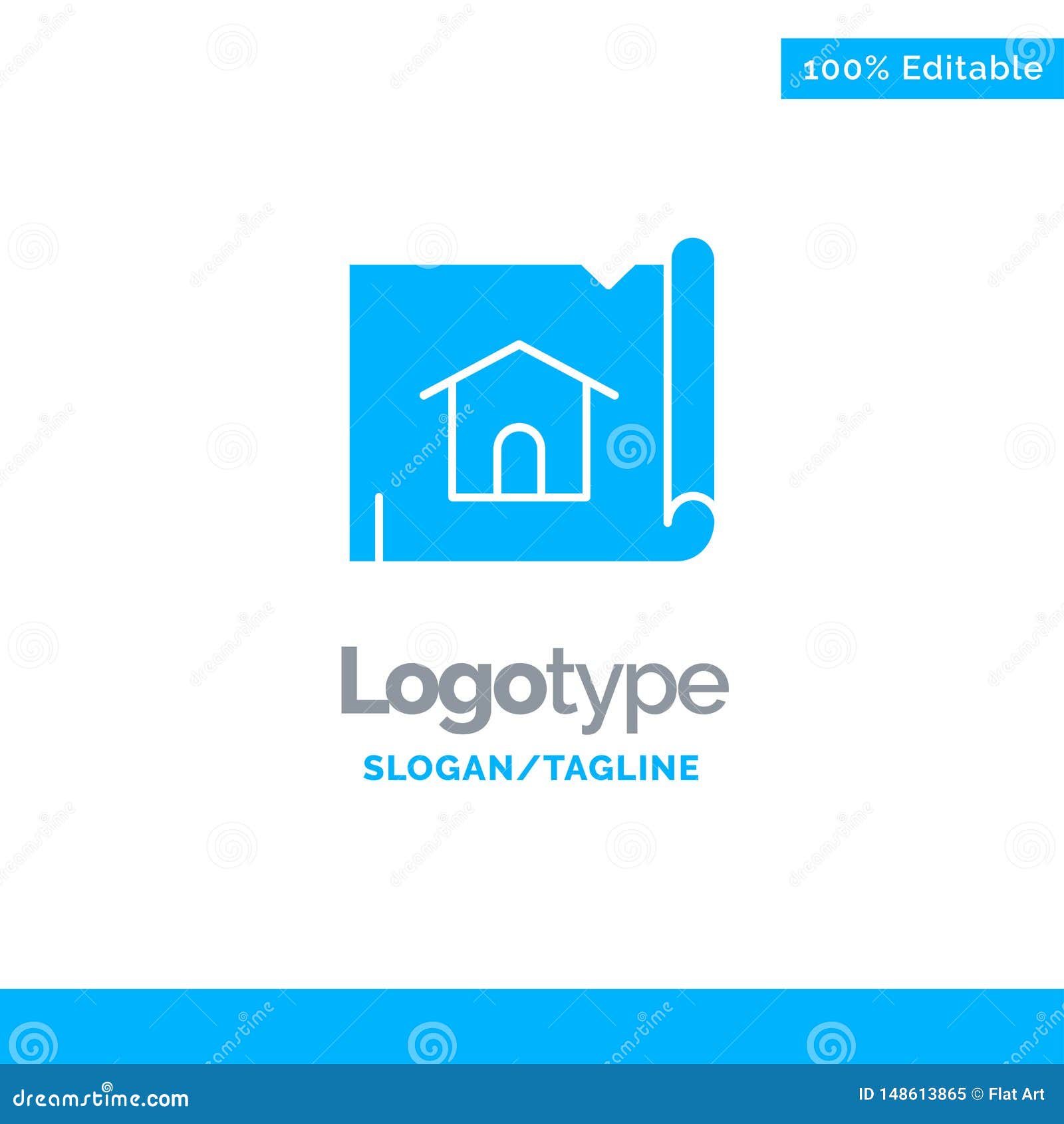 Building, Construction, Map, House Blue Solid Logo Template. Place for ...