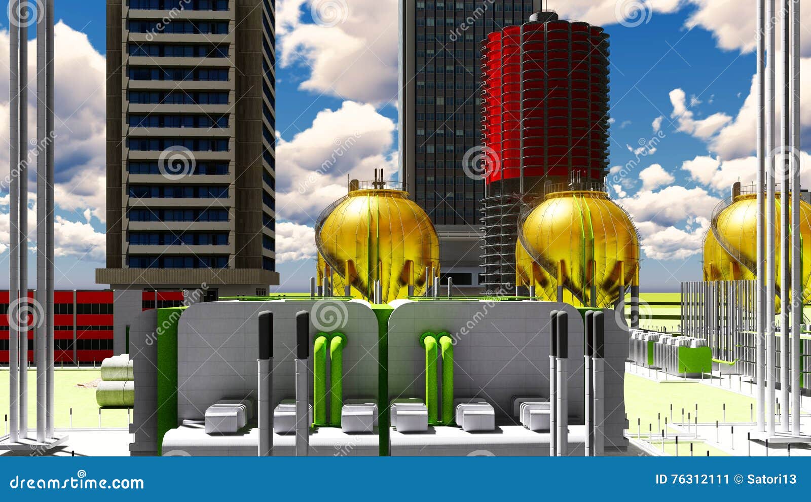 Building Construction of Nuclear Plant 3d Rendering Stock Image - Image ...