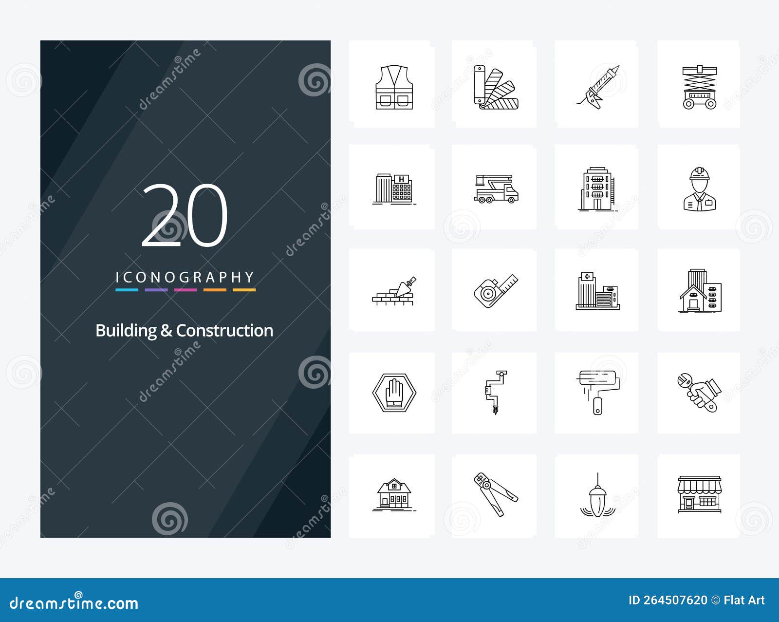 20 Building and Construction Outline Icon for Presentation Stock Vector ...