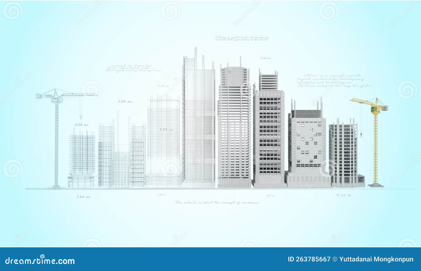 Building Construction Plan Facades Architectural Sketch. Stock ...