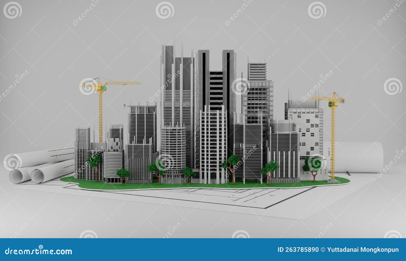Building Construction Plan Facades Architectural Sketch. Stock ...