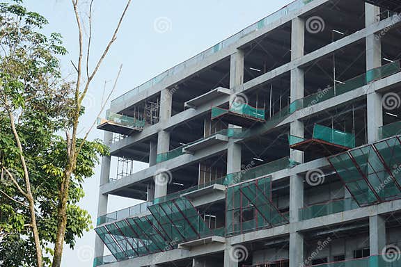 Building Construction in Progress Stock Image - Image of building, blue ...