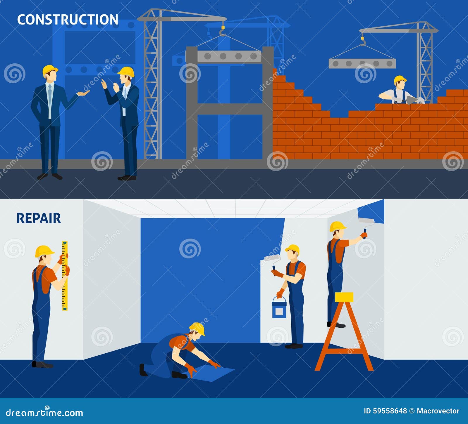 Building Construction Repair Flat Horizontal Stock Vector ...