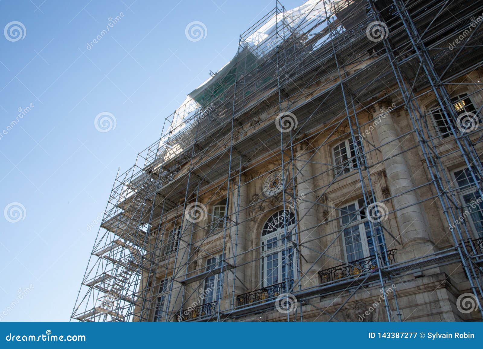 Building Construction with Scaffolding Site in Blue Sky Stock Image ...