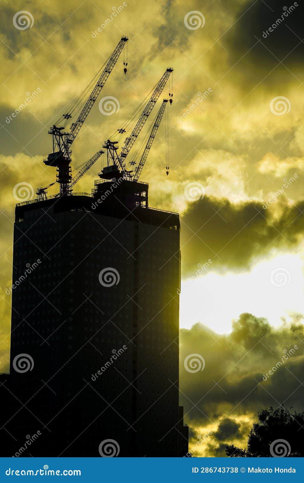 Building Construction Scenery and Crane Stock Photo - Image of work ...