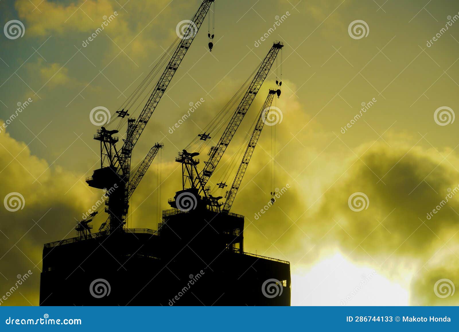 Building Construction Scenery and Crane Stock Image - Image of high ...
