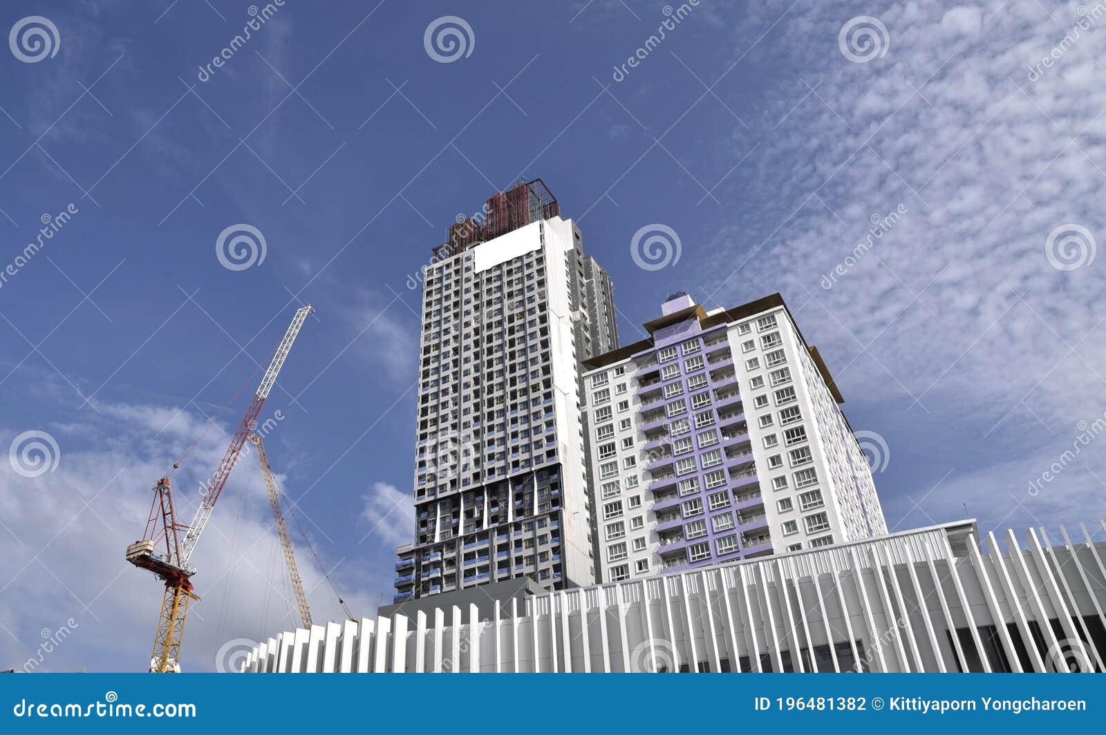 Building with Construction Site Background Stock Photo - Image of ...