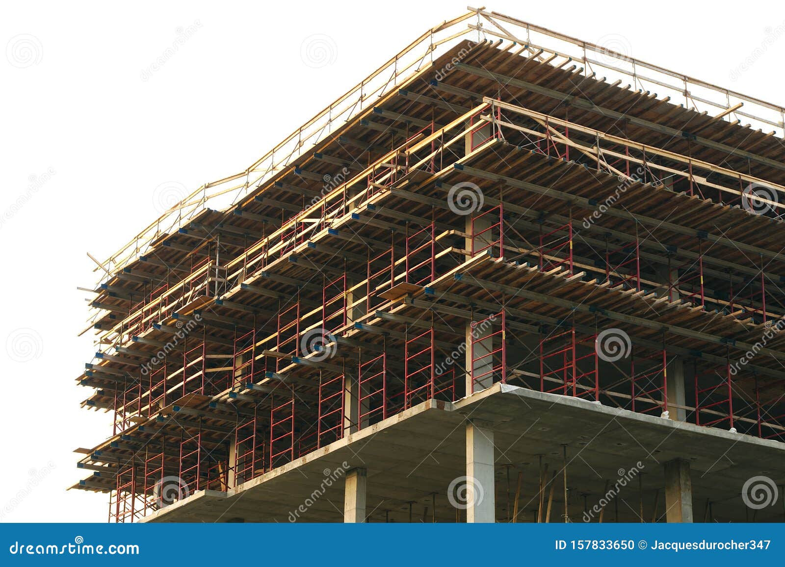 Skyscraper Construction Site Building Structure Wood and Concrete Frame ...