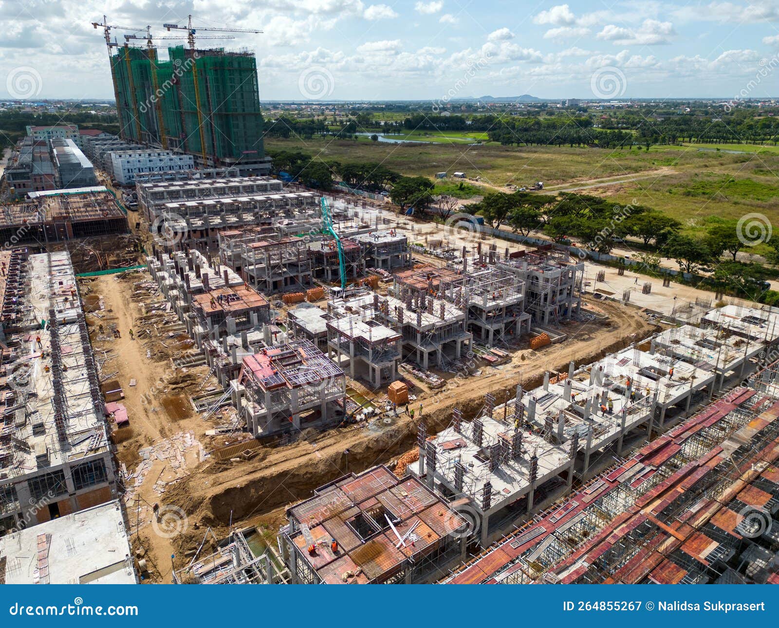 Building Construction Site Drone View Phnom Penh Cambodia Stock Image - Image of business ...
