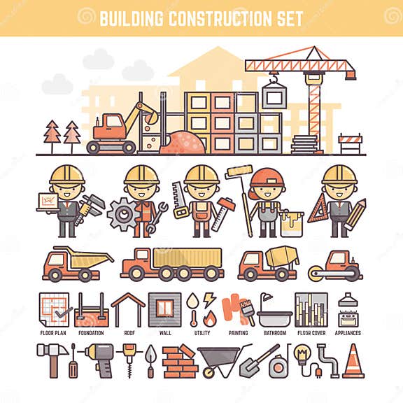 Building and Construction Site Elements for Infographics Stock Vector ...