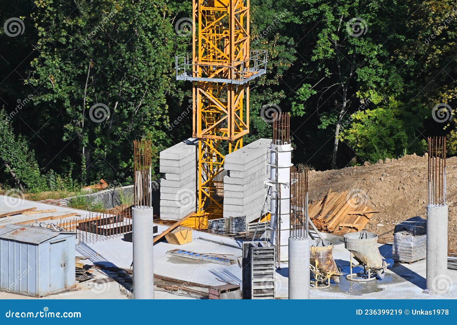 Formwork on Construction Site Stock Image - Image of beam, blue: 236399219