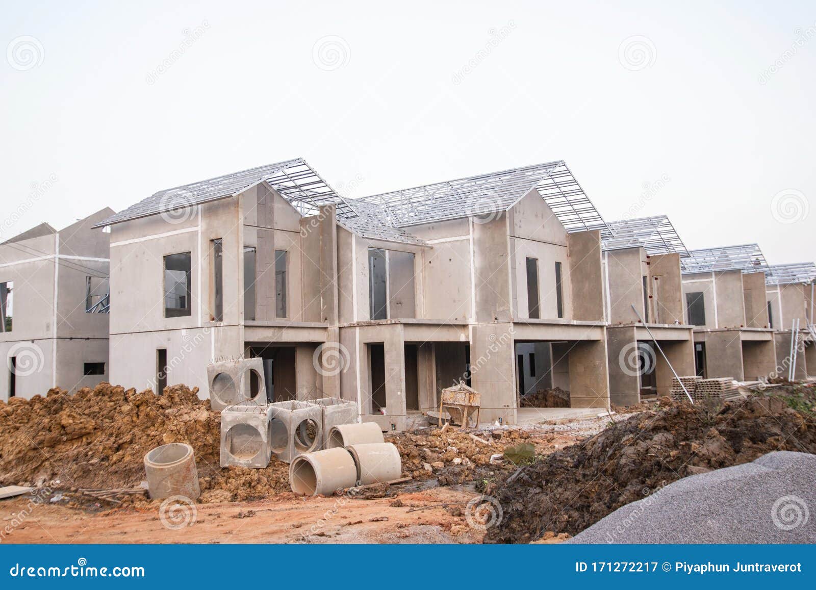 Building and Construction Site of New Home for Housing Stock Image ...