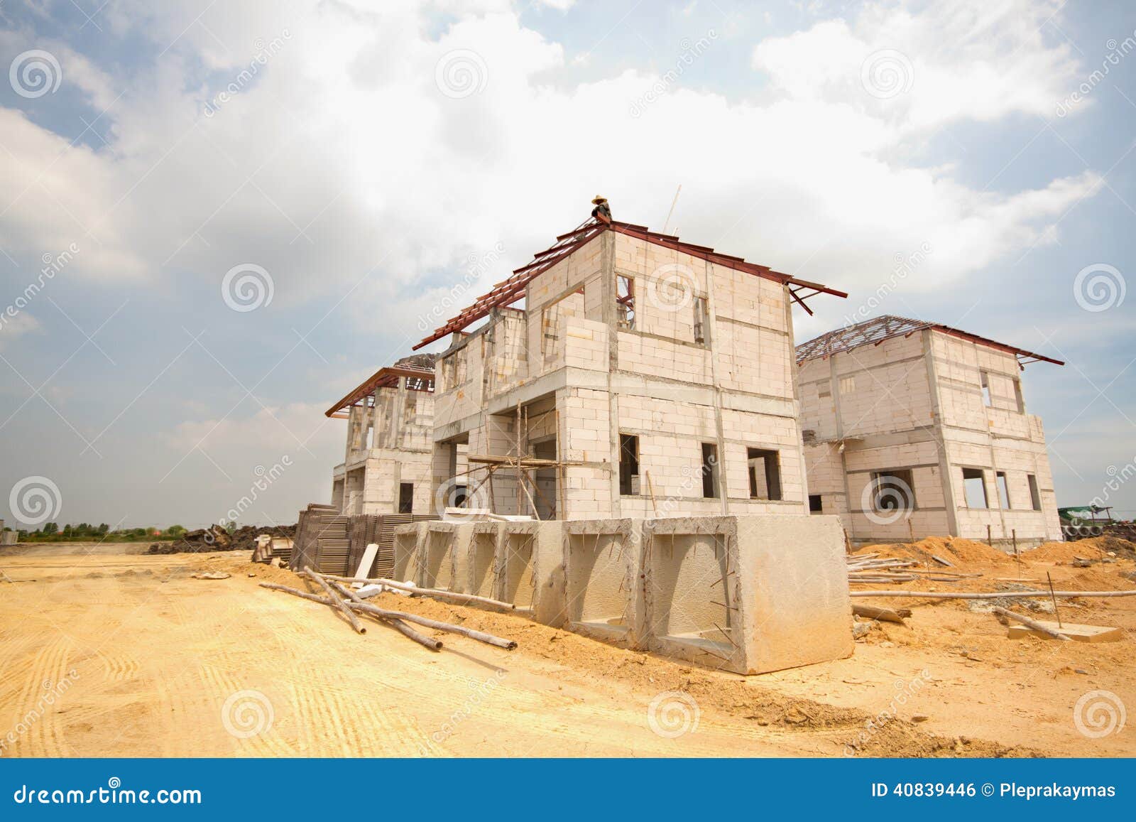 Building & Construction Site New House Stock Photo - Image of town ...