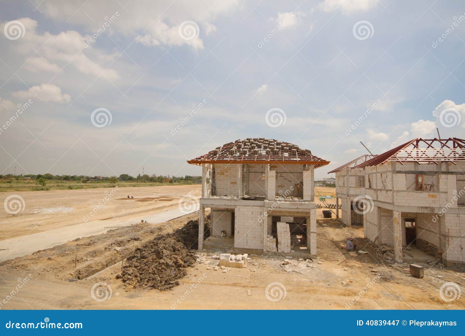 Building & Construction Site New House Stock Image - Image of estate ...