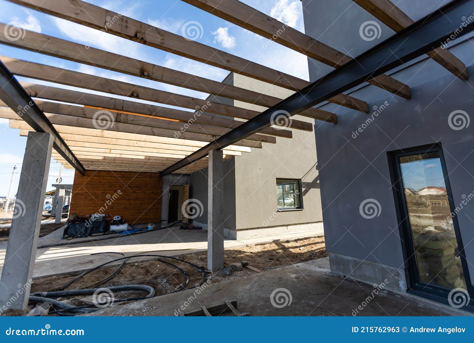 Building Construction Site in Progress To New House Stock Image - Image ...
