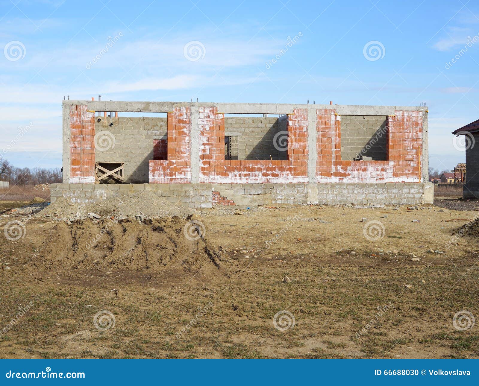 Building & Construction Site in Progress To New House. Stock Photo ...